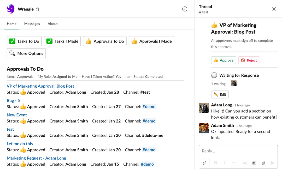 Wrangle - Approval and Ticketing Workflows in Slack
